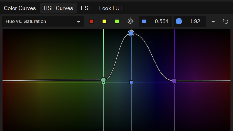 Hue vs. Saturation color curve