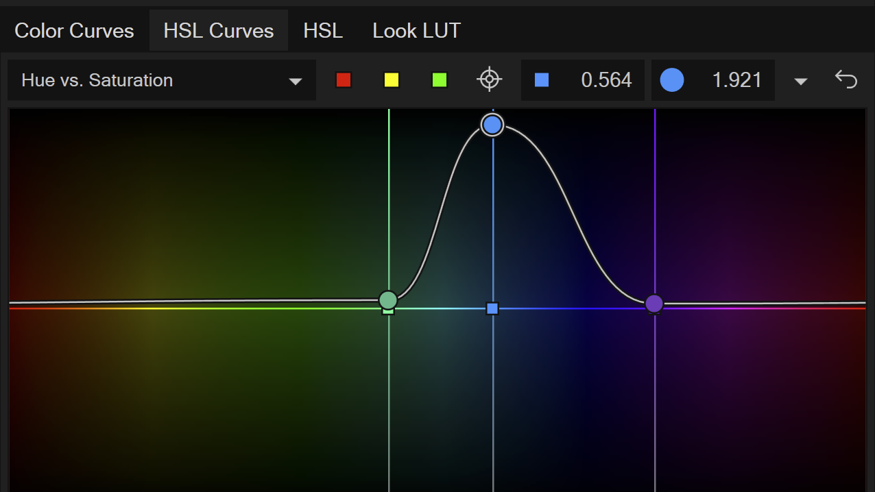 Hue vs. Saturation color curve