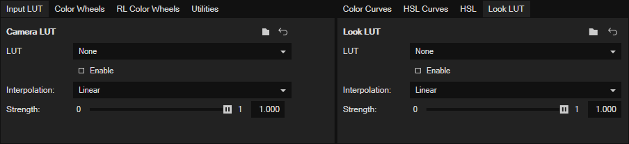 Camera and Look LUT Presets