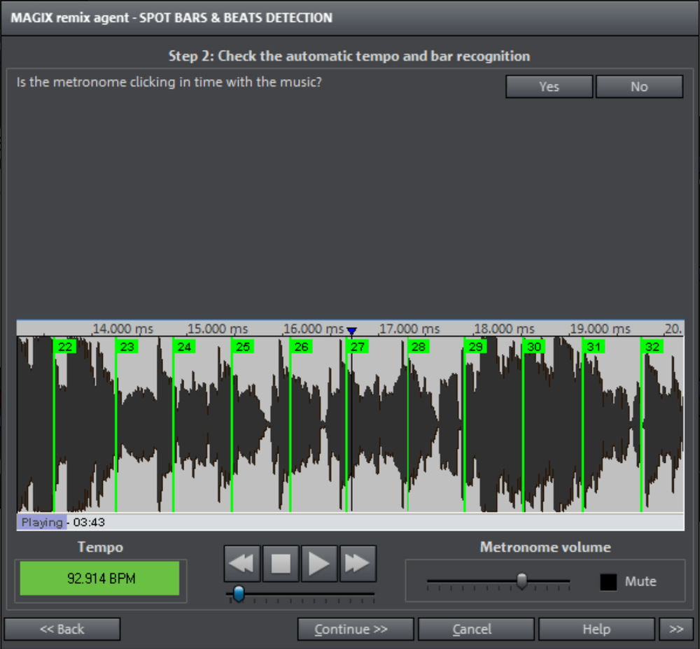 Musical editing adjustment and BPM Wizard